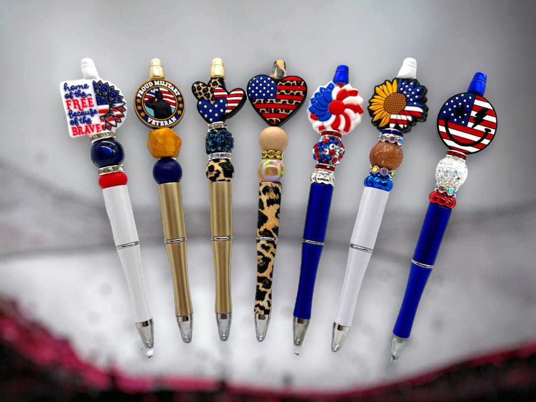 Patriotic Themed Custom Beaded Pen, Military Veteran Pen, Home of the ...