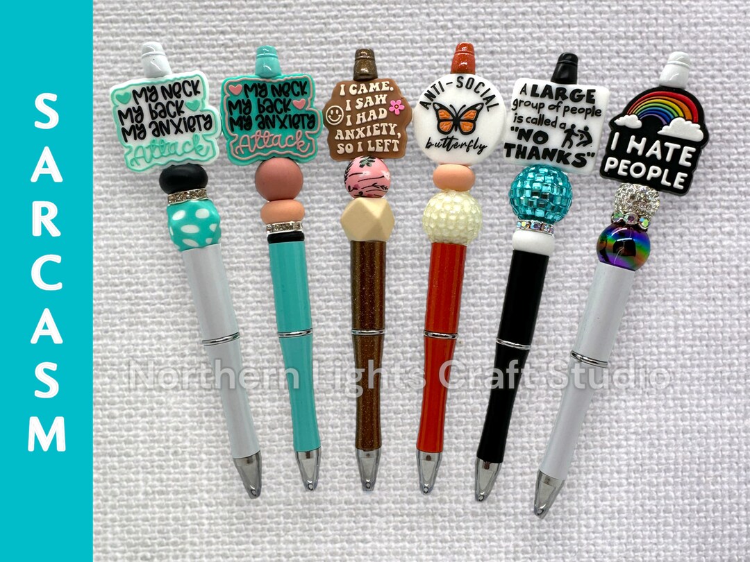 Custom Beaded Anti-social and Anxiety Pen, Bling Pens, I Hate People ...