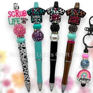Scrub Life Bead Pen, Beaded Scrub Life Pen, Leopard Print Scrub Life ...