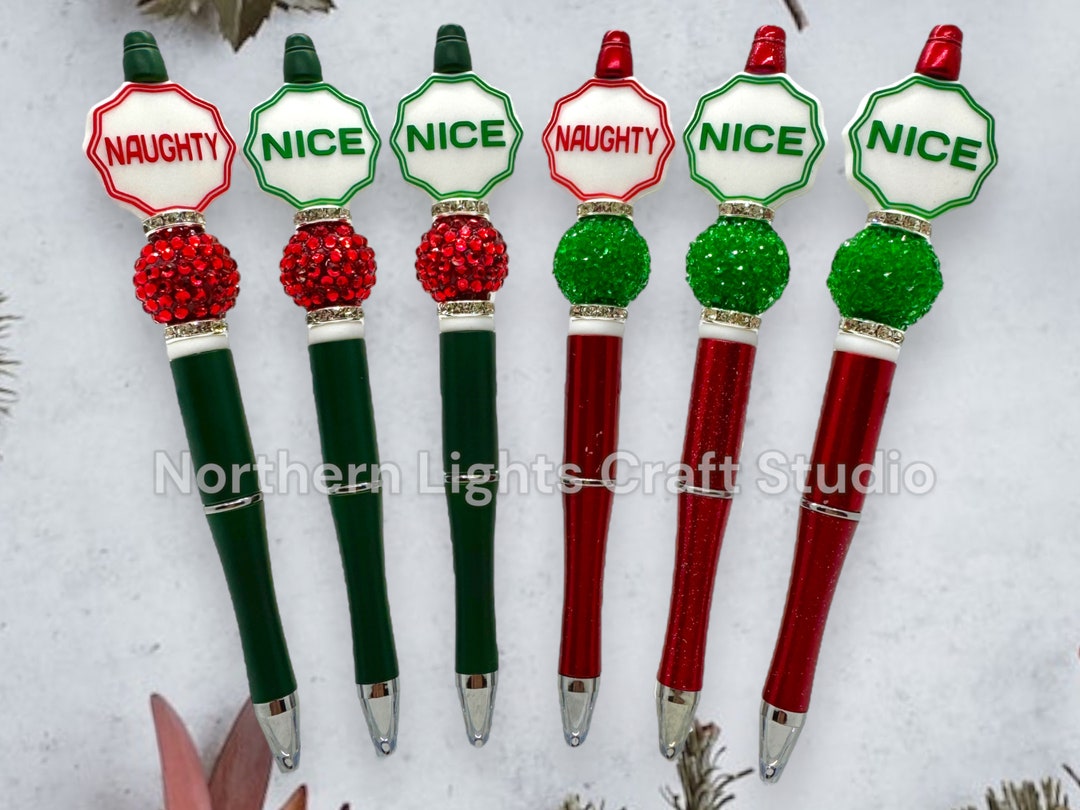 Custom Beaded Naughty or Nice Double Sided Pens, Santa's Naughty or ...