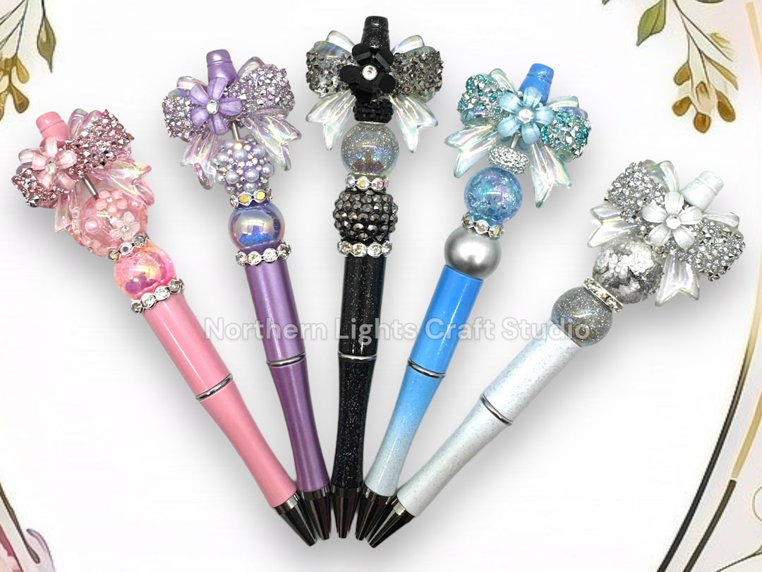 Fancy Beaded Bow Pens, Fancy Bow Pen, Sugar Bead Bow Pen, Crystal Bow ...