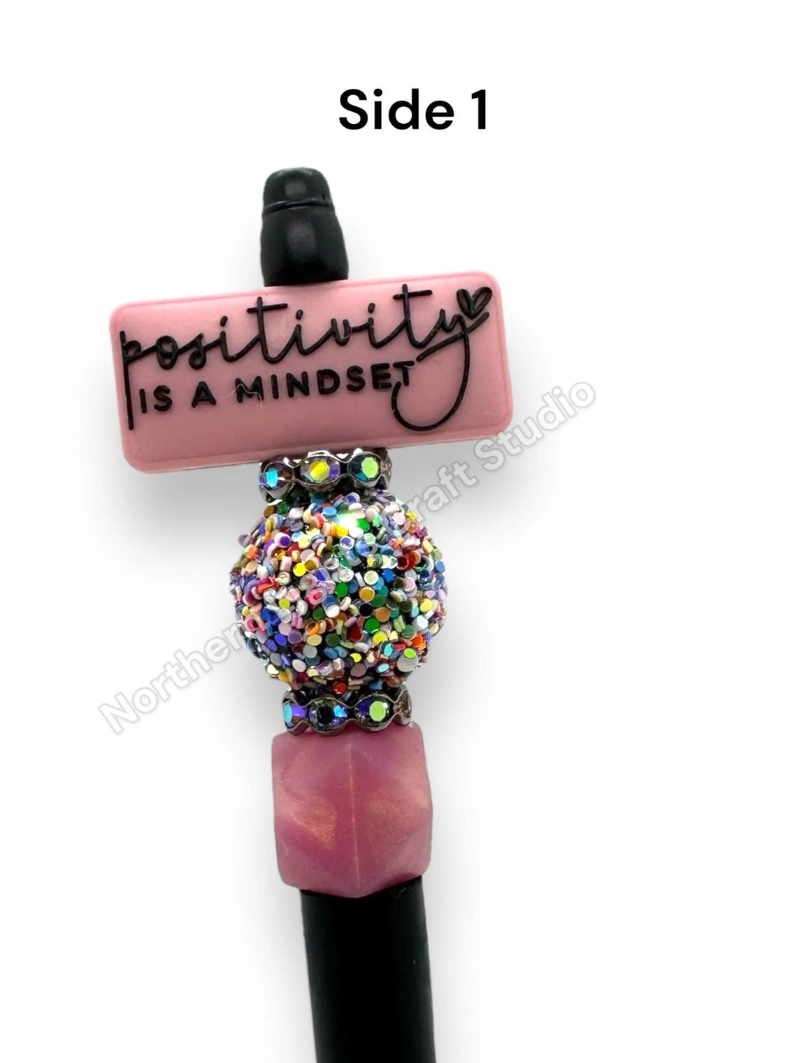 Positivity is a Mindset Happiness is a Mood Double-sided Beaded Pen ...