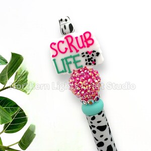 Scrub Life Bead Pen, Beaded Scrub Life Pen, Leopard Print Scrub Life ...