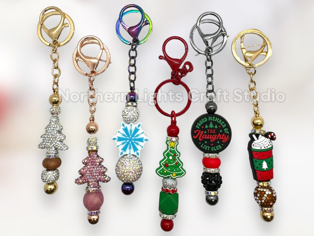 Custom Beaded Christmas Keychains Christmas Beaded Keyring - Etsy