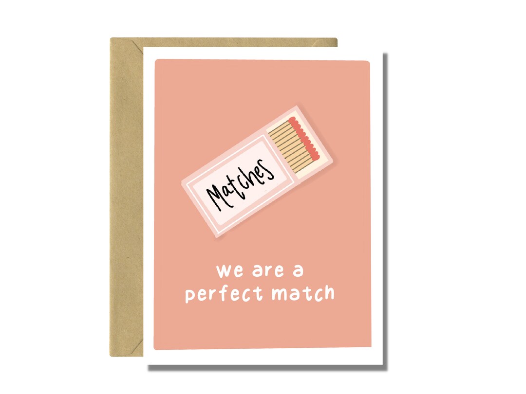 We Are a Perfect Match Greeting Card Matches Drawing Anniversary Card ...