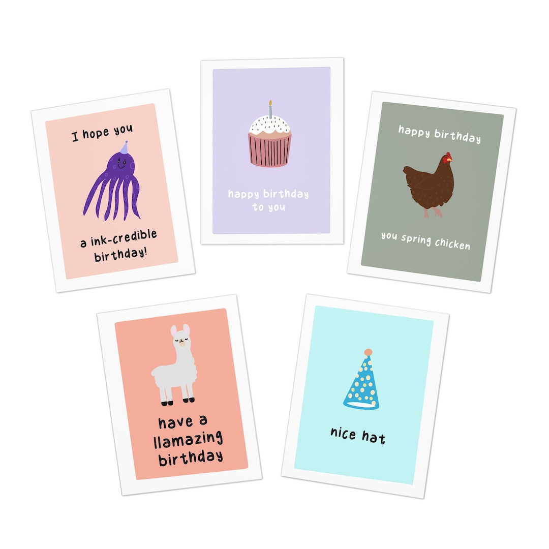 Birthday Greeting Cards Set, Fun Cards for All Ages, Cute & Funny ...