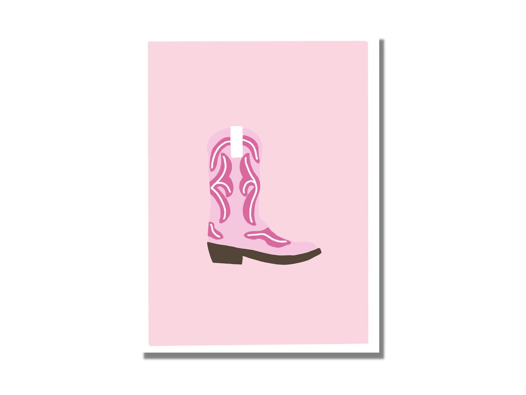 Cowboy Boot Art Print Pink Cowboy Boot Print Cowgirl Art Print Country ...