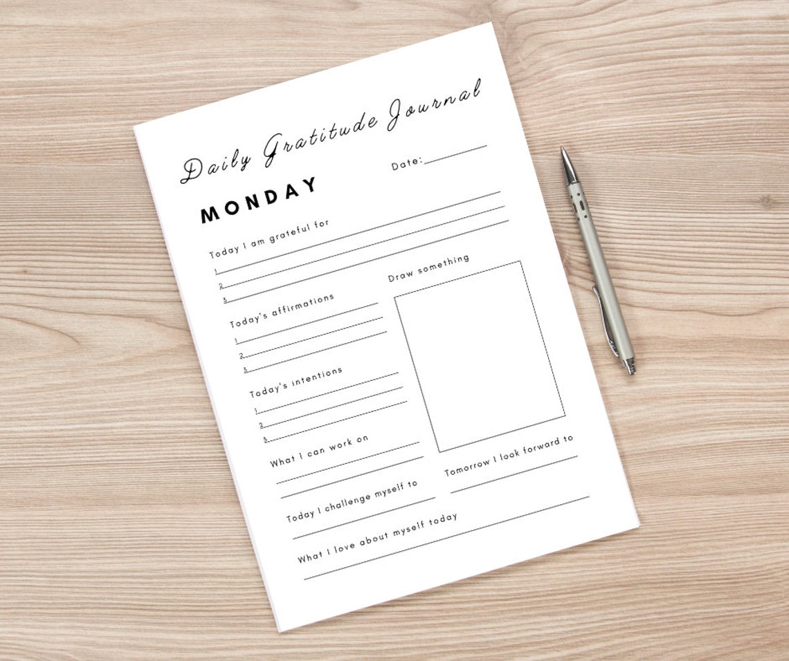 Daily Gratitude Journal, Instant Download, Printable Gratitude Sheet ...