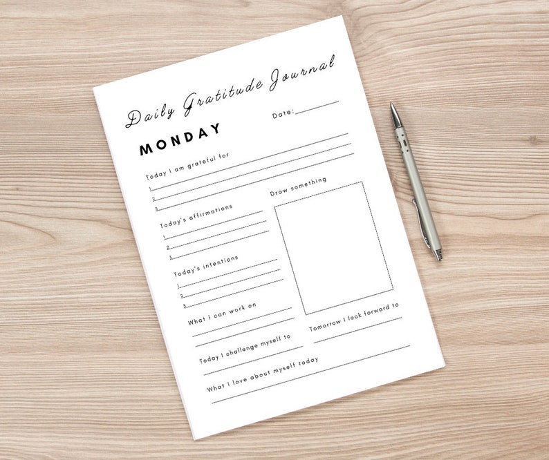 Daily Gratitude Journal, Instant Download, Printable Gratitude Sheet ...