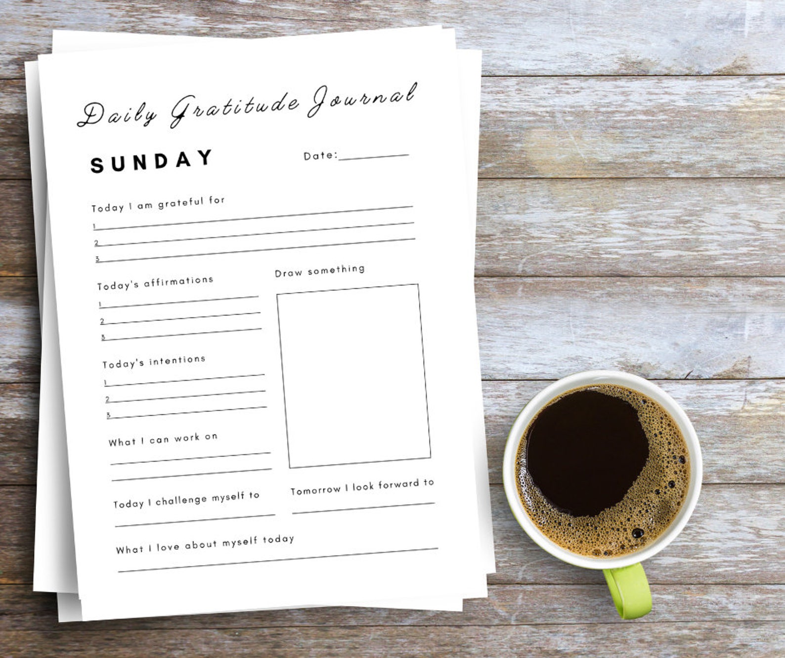 Daily Gratitude Journal, Instant Download, Printable Gratitude Sheet ...