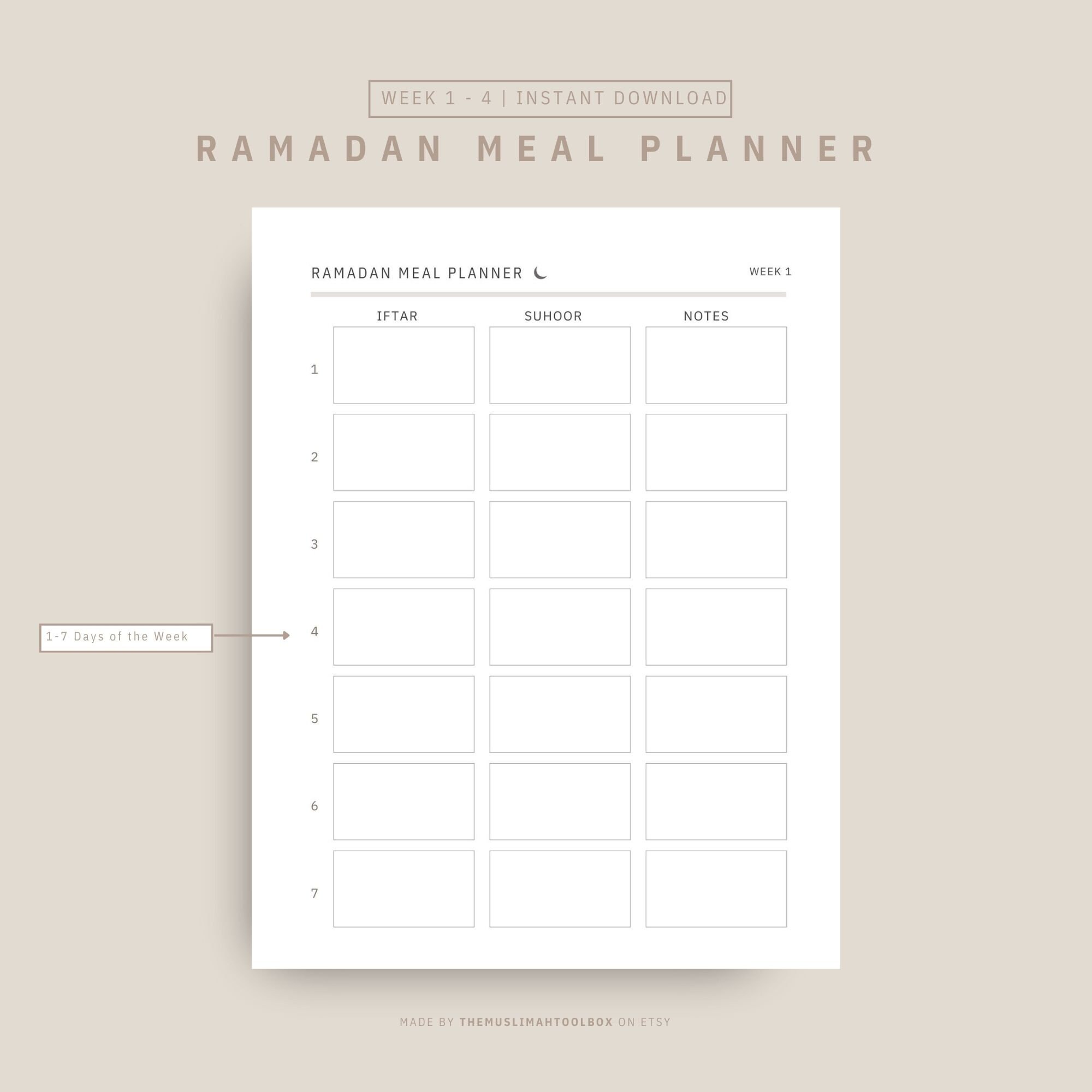 RAMADAN PLANNER Digital & Printable Planner Islam Focused MINIMAL 1-30 ...