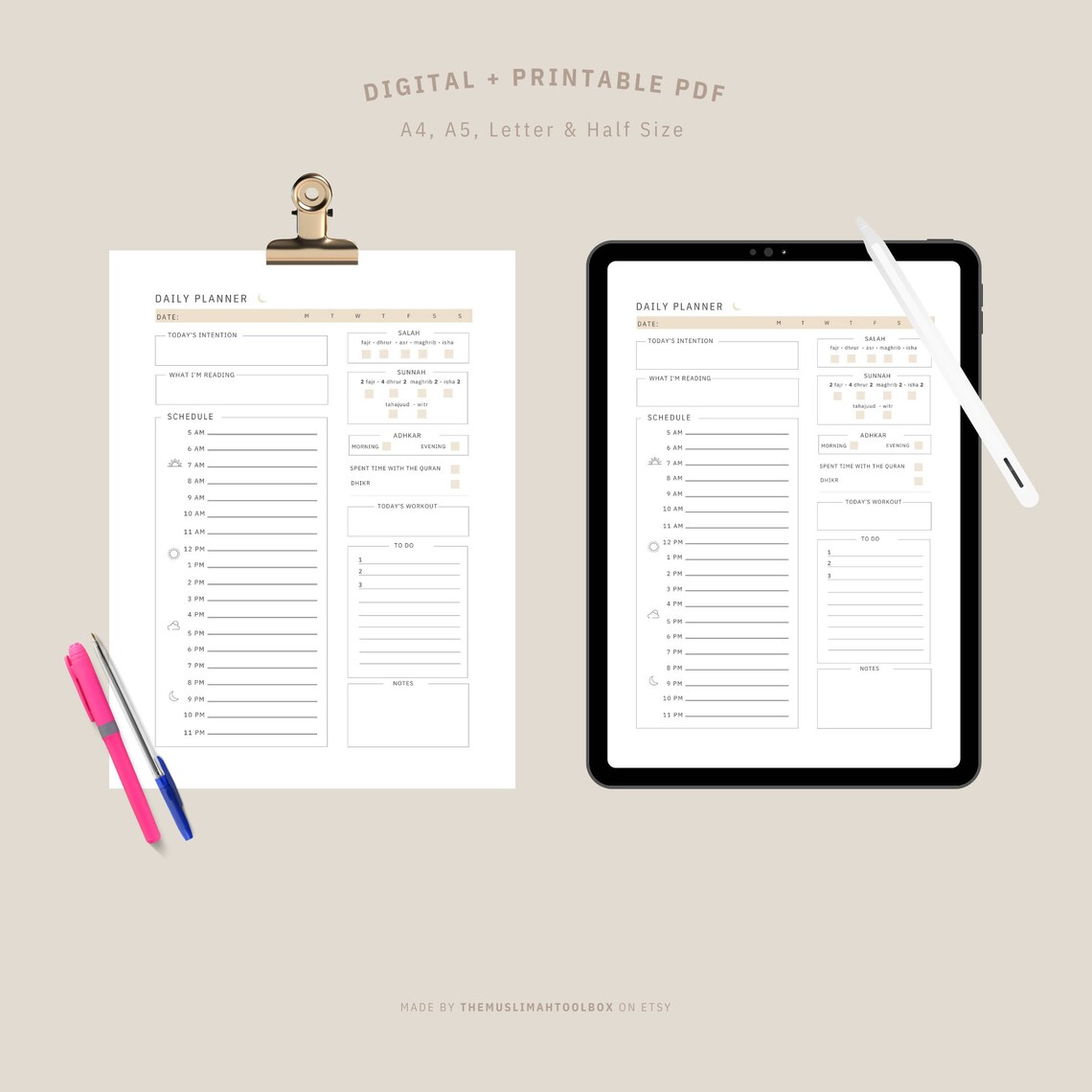 Islamic Daily Planner | Digital & Printable Planner| Islam Focused ...