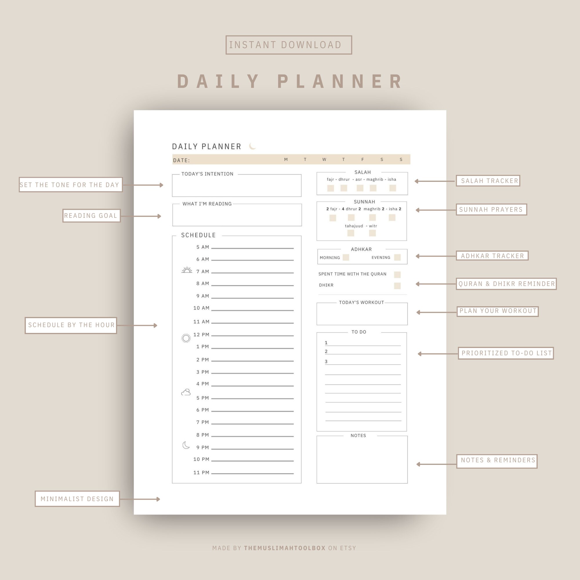 Islamic Daily Planner | Digital & Printable Planner| Islam Focused ...