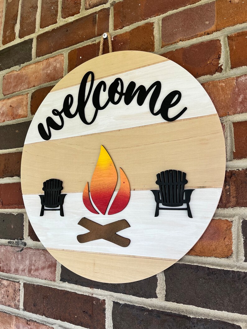Welcome Campfire Door Hanger: Camping Decor, 16x16 Sign - Etsy