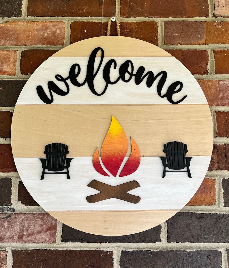 Welcome Campfire Door Hanger / Camping / Door Hanger / Welcome Sign - Etsy