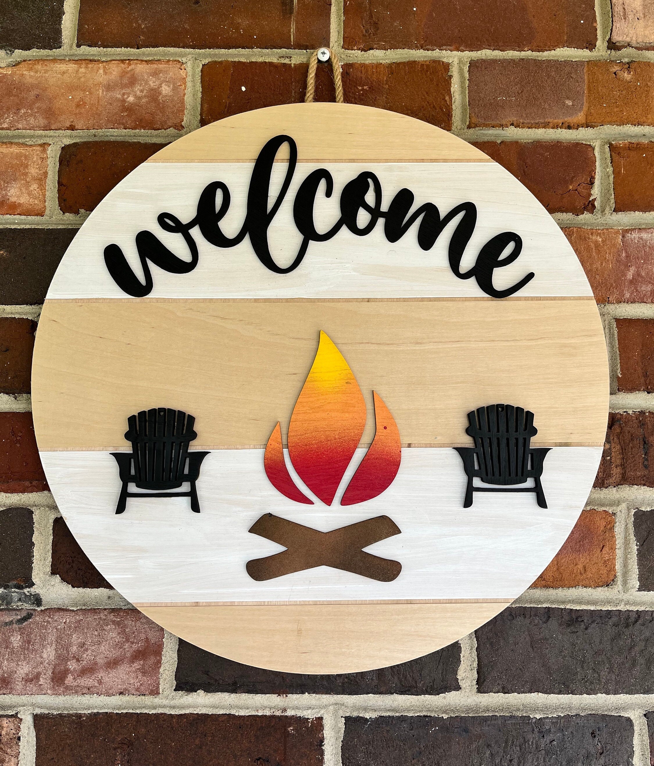 Welcome Campfire Door Hanger: Camping Decor, 16x16 Sign - Etsy