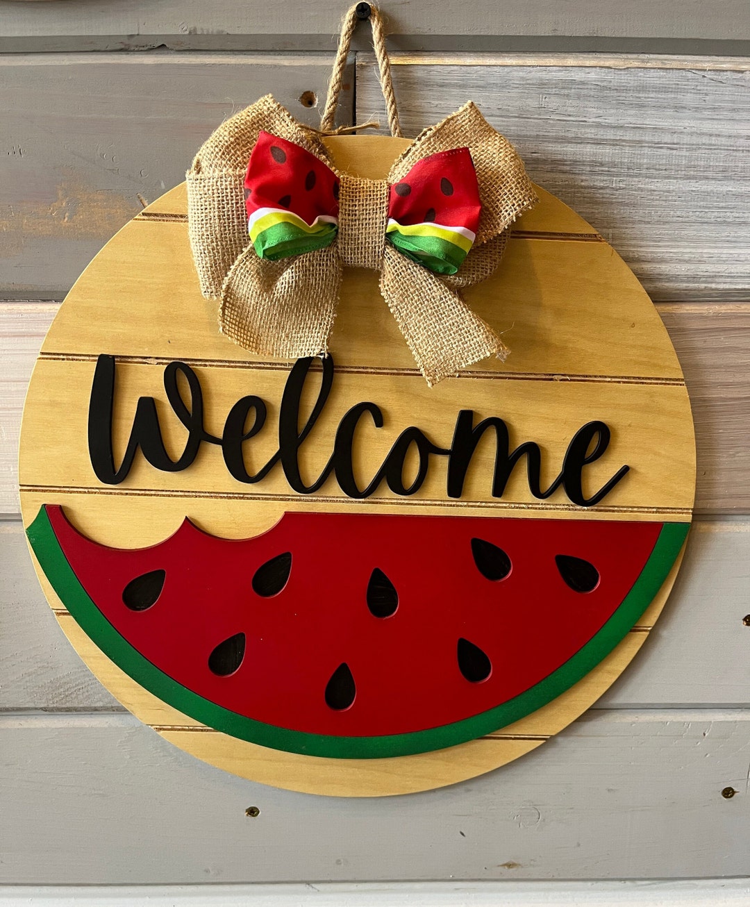 Welcome Watermelon Door Hanger | Front Door | Watermelon | Wreath ...