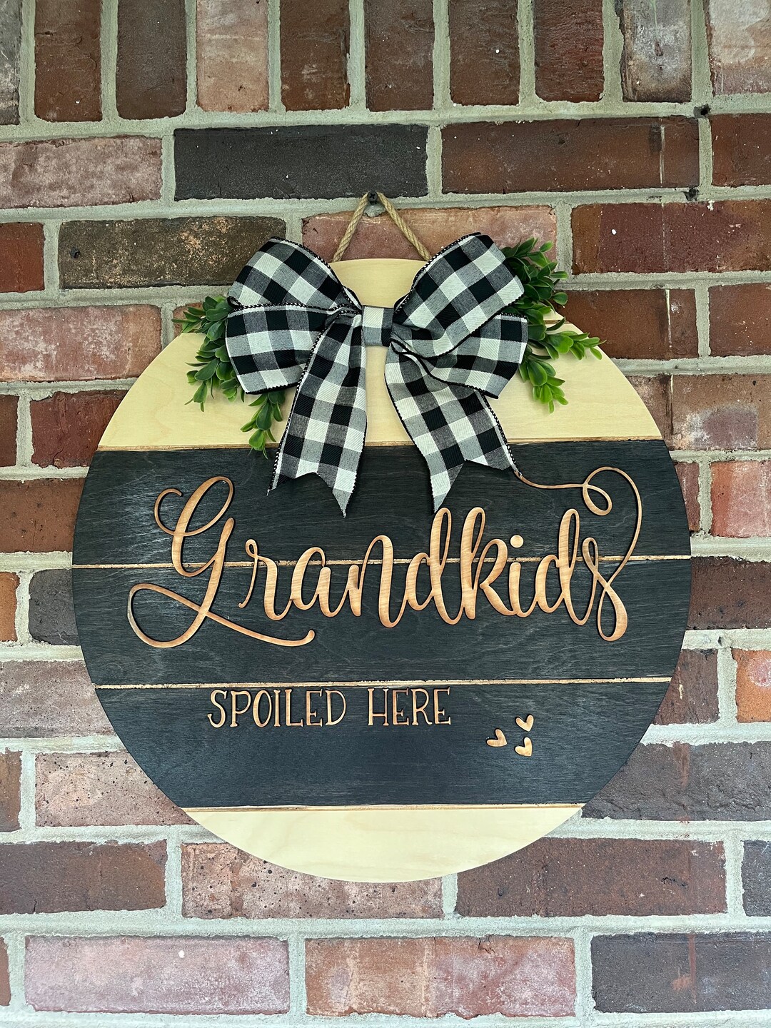 Grandkids Door Hanger | Front Door | Grandkids Spoiled Here | Wreath ...