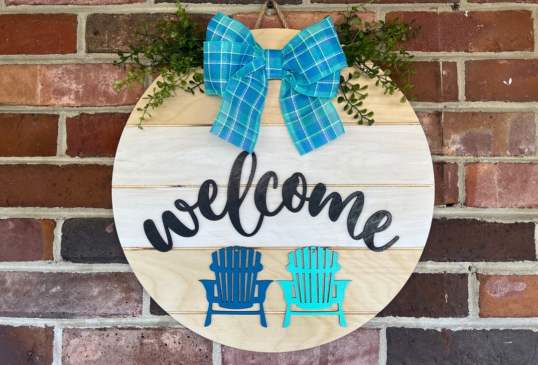 Welcome Chair Door Hanger | Front Door | Blue Welcome | Beach Decor ...