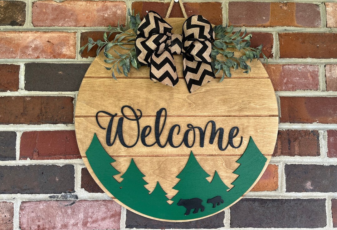 Welcome Bears Door Hanger | Front Door | Welcome | Wreath | Front Door ...