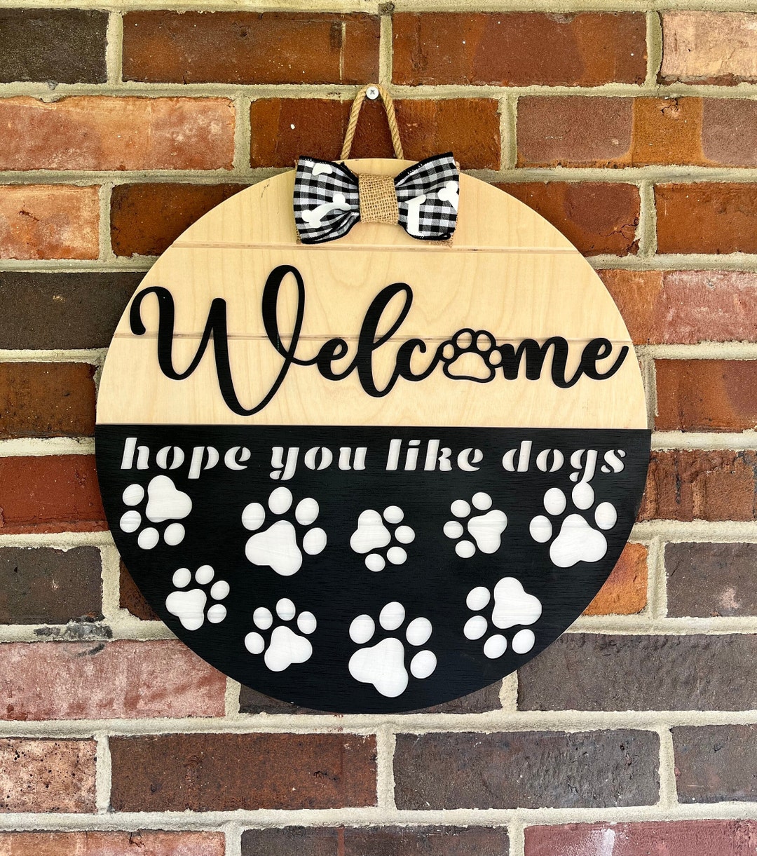 Welcome Hope You Like Dogs | Front Door | Dogs Welcome | Wreath | Front ...