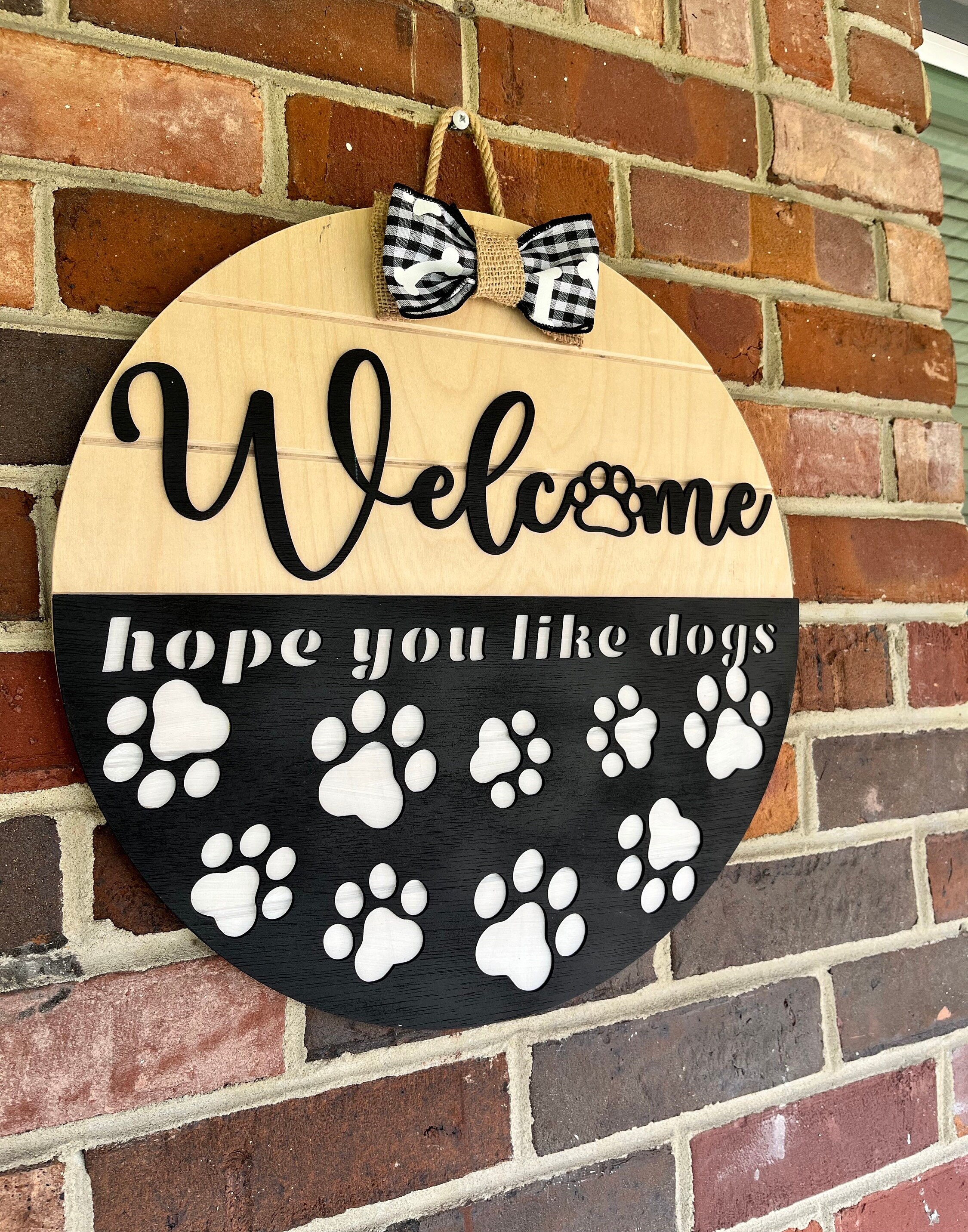 Welcome Hope You Like Dogs | Front Door | Dogs Welcome | Wreath | Front ...
