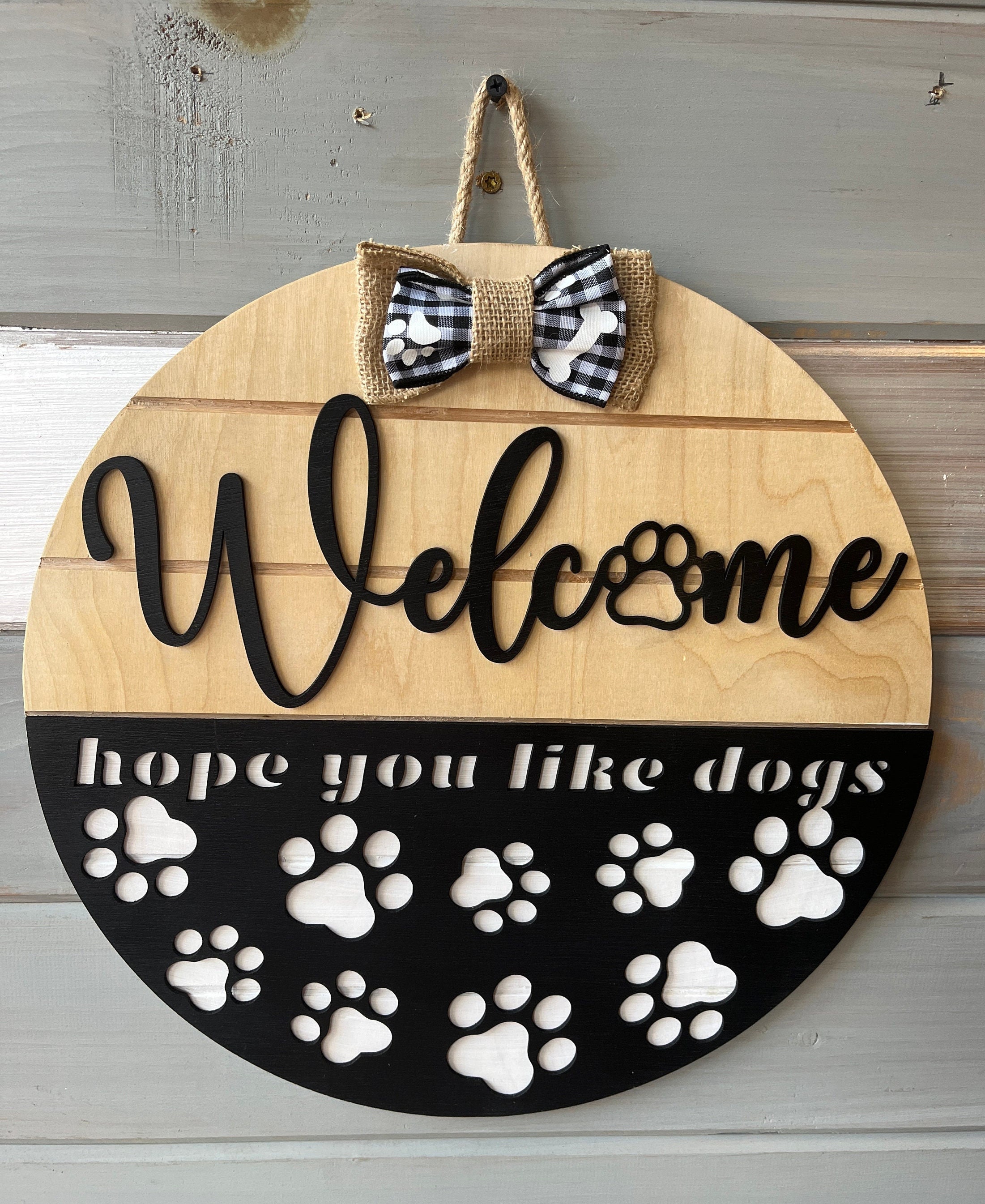 Welcome Hope You Like Dogs | Front Door | Dogs Welcome | Wreath | Front ...
