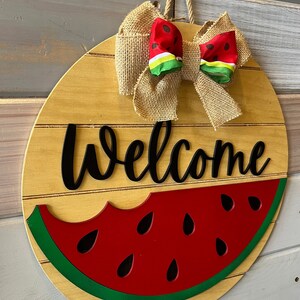 Welcome Watermelon Door Hanger | Front Door | Watermelon | Wreath ...
