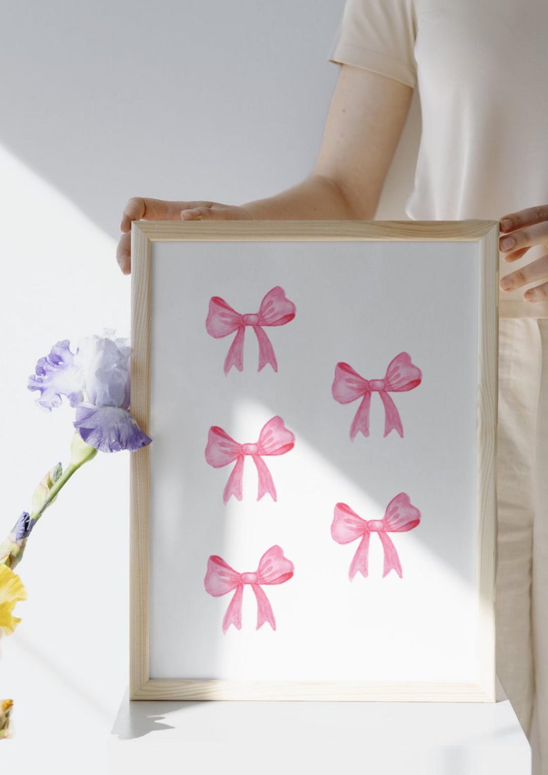 Coquette Pink Bow Wall Art Printable – Feminine Poster, Romantic ...