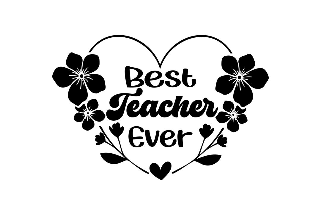 Best Teacher Ever Heart Decal | Vinyl Car Decal | Window Decal | Laptop ...