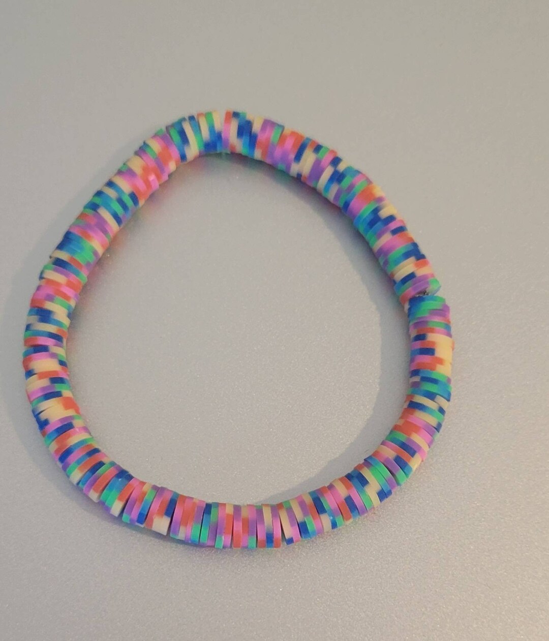 Rainbow Heishi Bead Bracelet, Clay Bead Bracelet, Beaded Bracelet , Stretchy Bracelet - Etsy