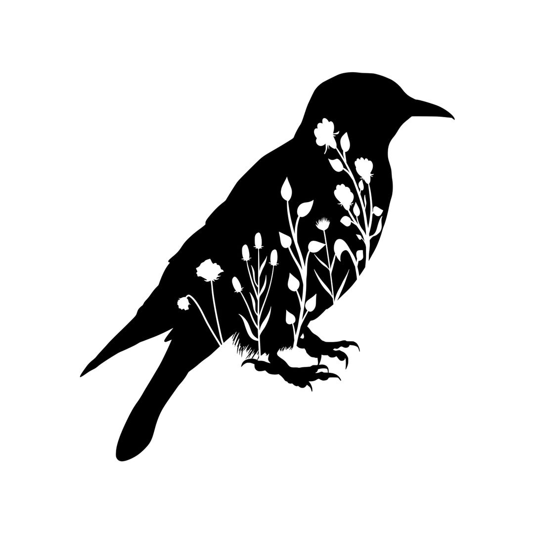 Floral Crow Decal | Vinyl Car Decal | Window Decal | Laptop Decal ...