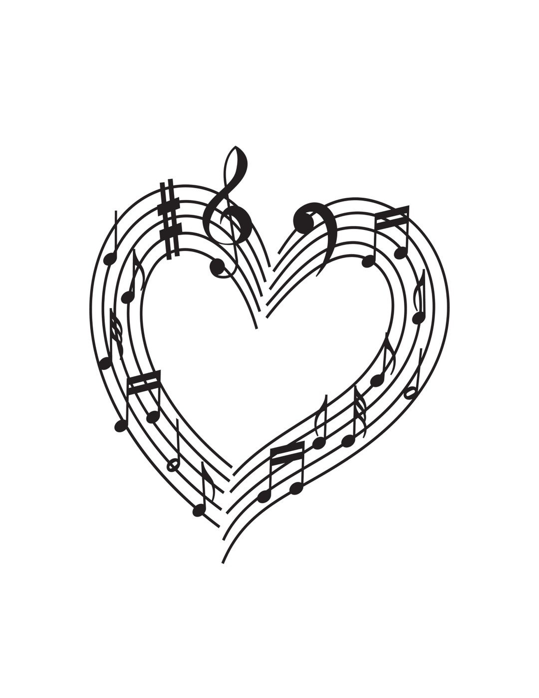 Music Note Heart Decal | Vinyl Car Decal | Window Decal | Laptop Decal ...