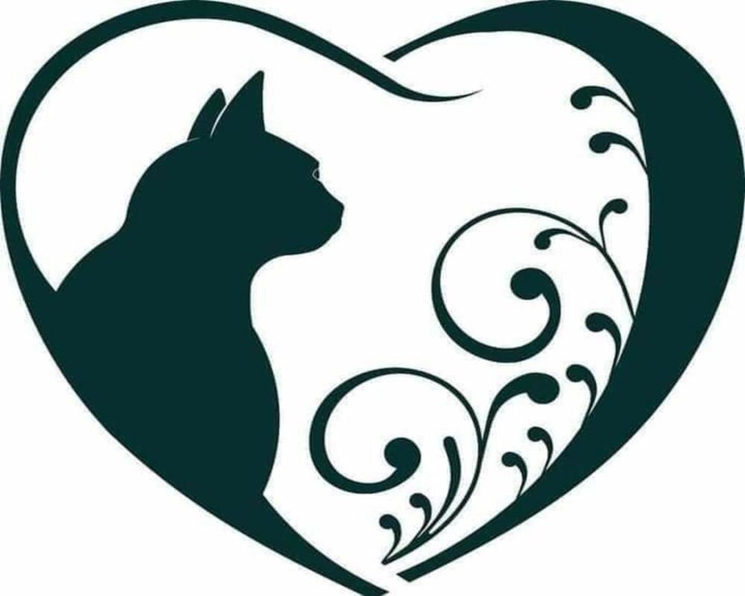 Cat And Heart Decal Vinyl Car Decal Window Decal Laptop Decal Vinyl