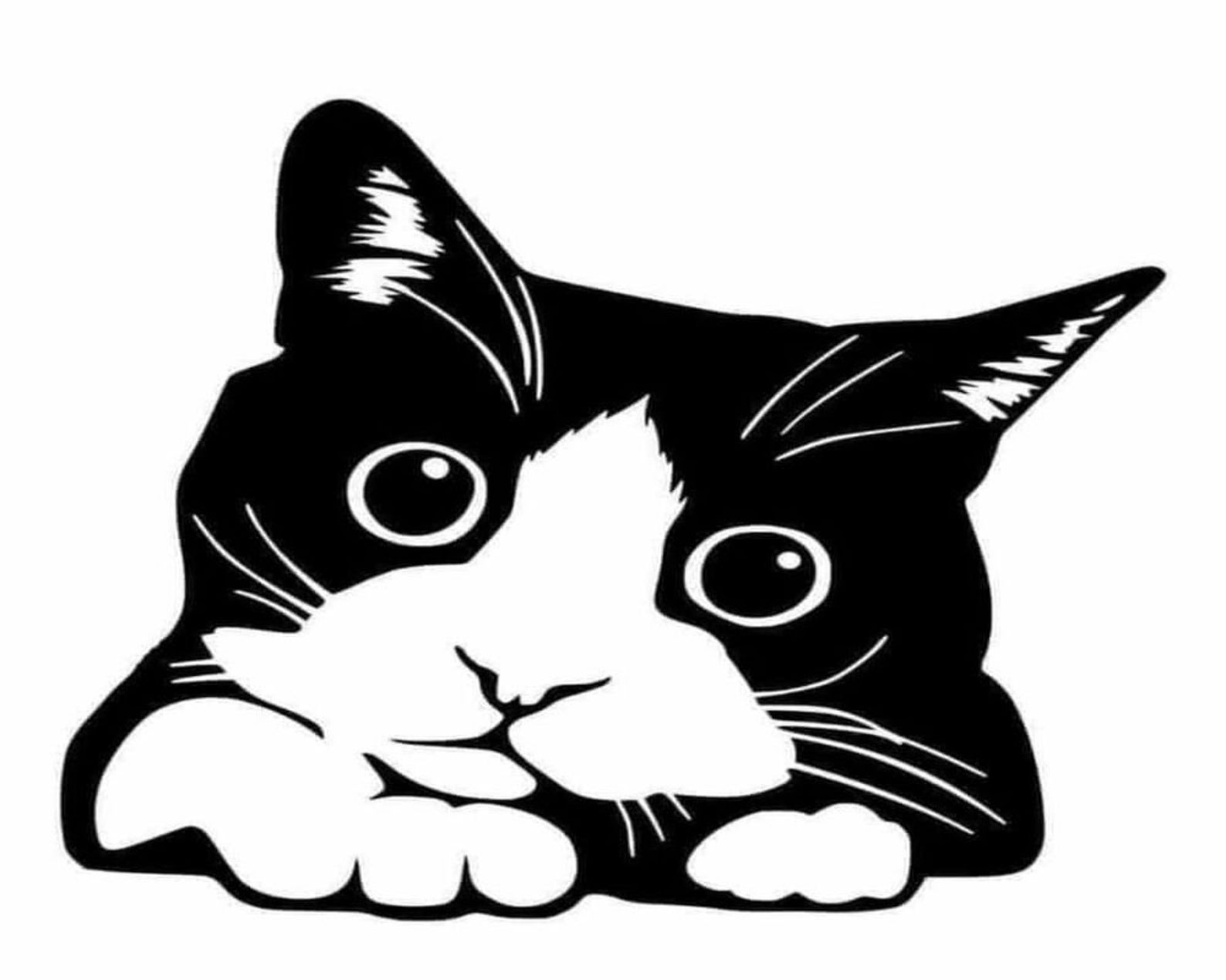 Black Cat Outline Peeking Decal Vinyl Car Decal Window - Etsy