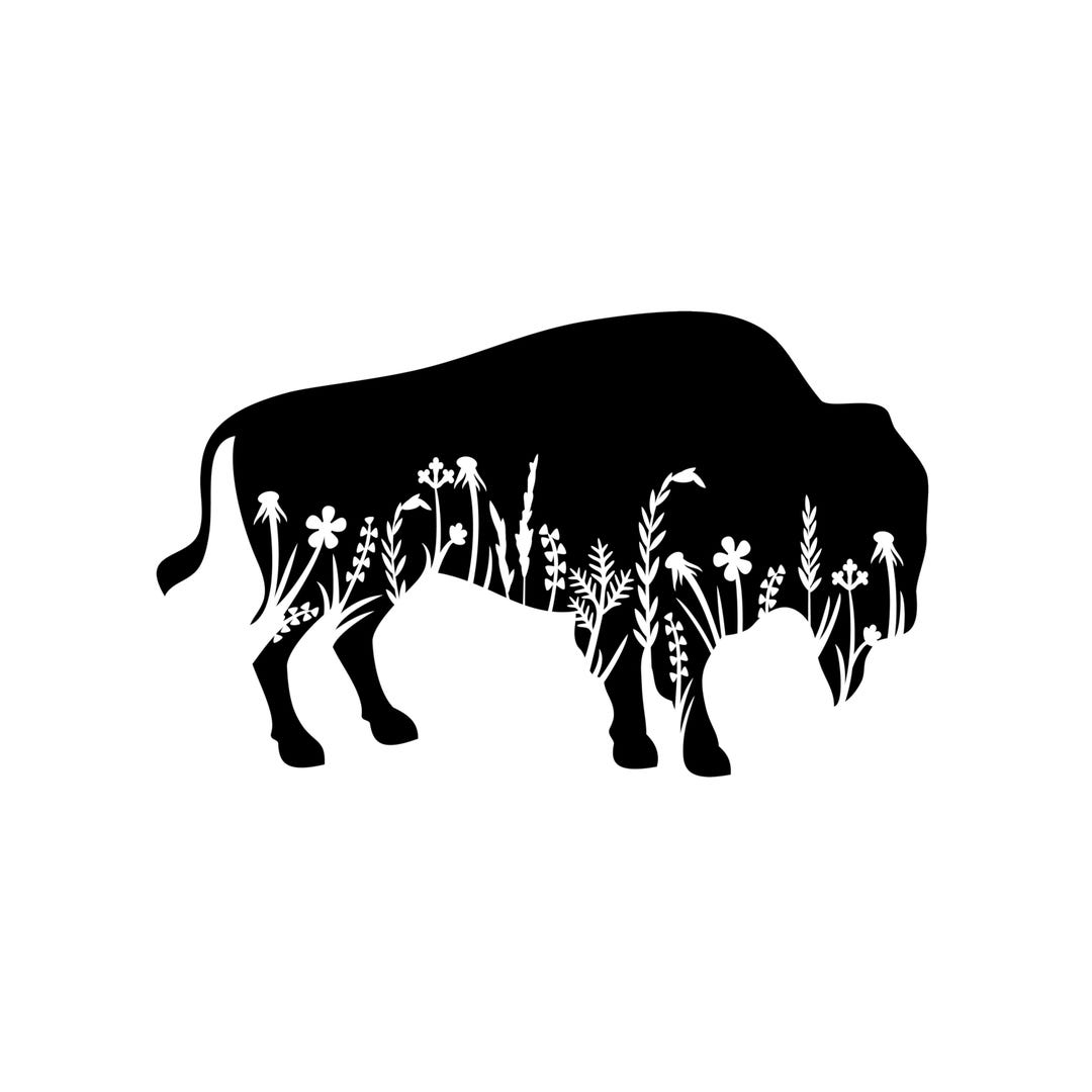 Floral Bison Decal | Vinyl Car Decal | Window Decal | Laptop Decal ...