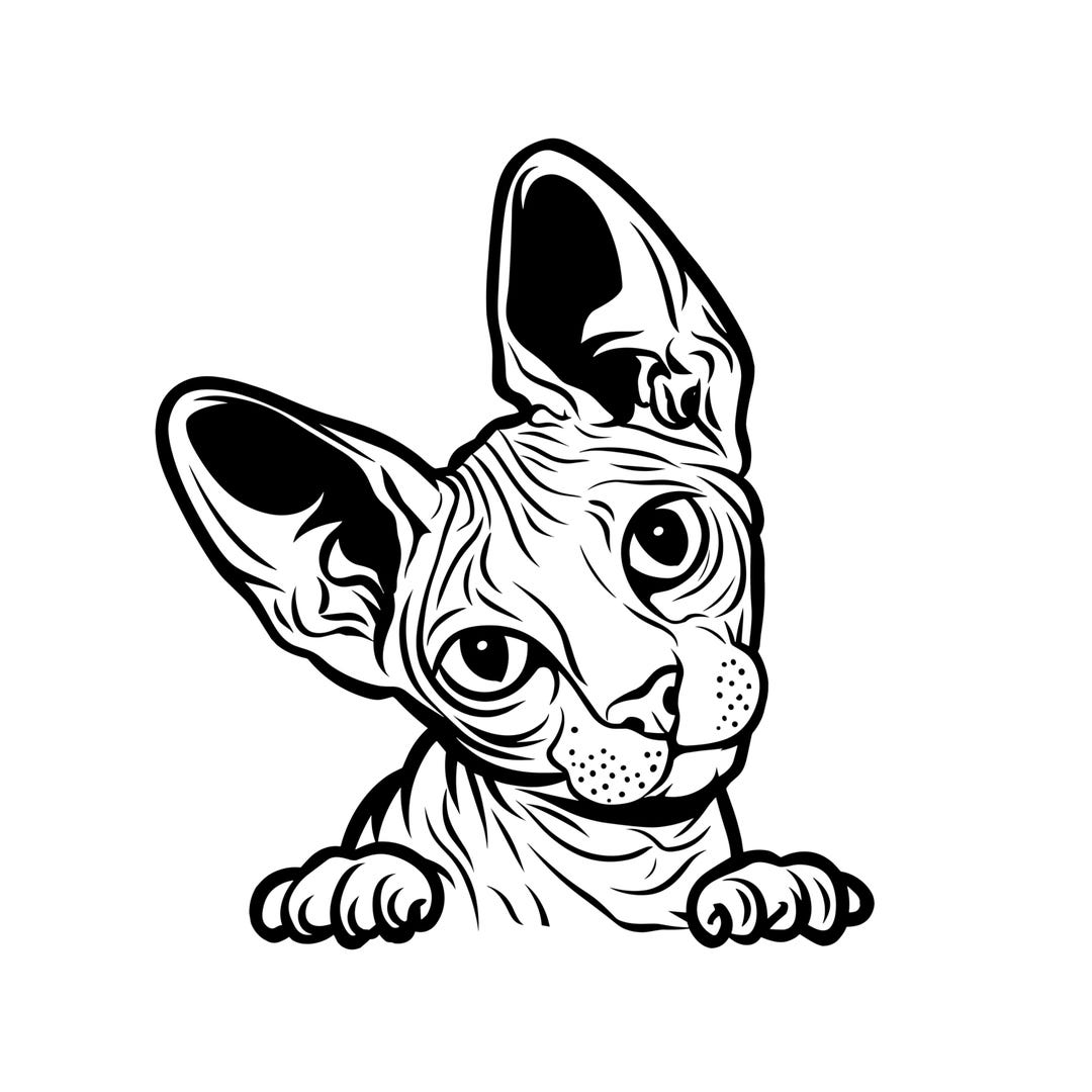 Sphynx Cat Peeking Decal | Vinyl Car Decal | Window Decal | Laptop ...
