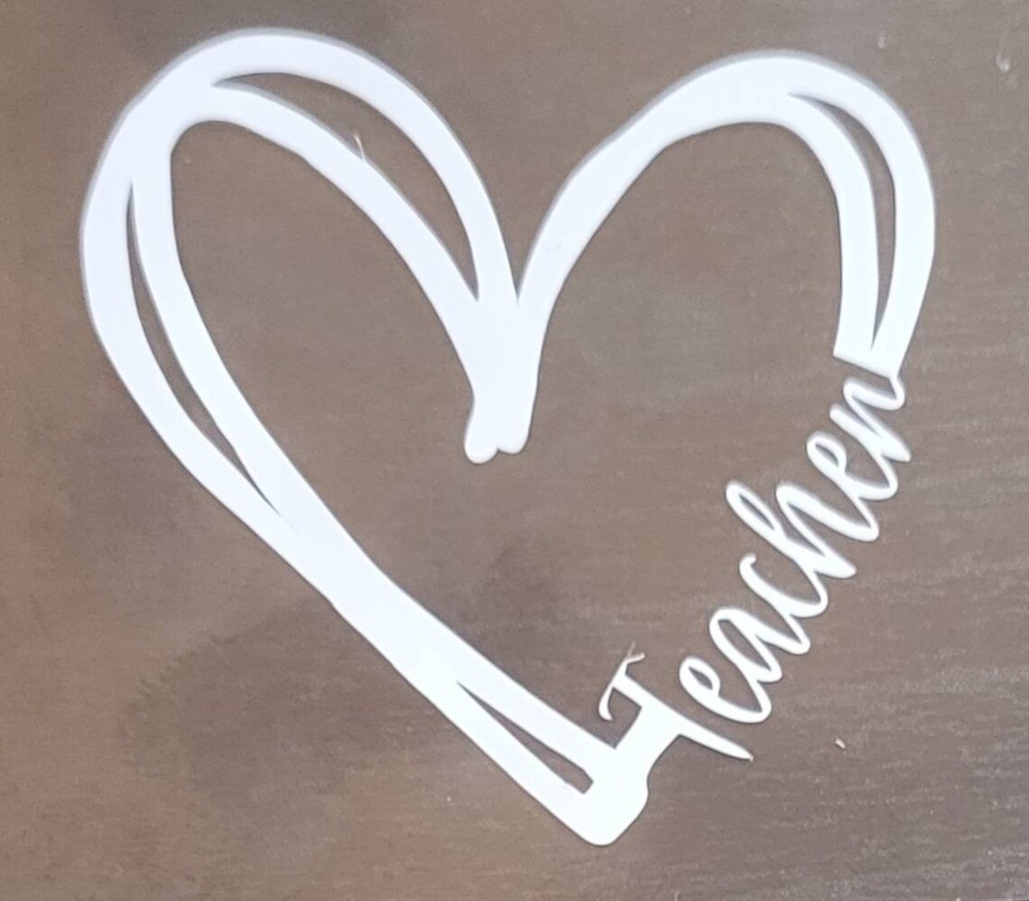 Teacher Heart Decal - Etsy