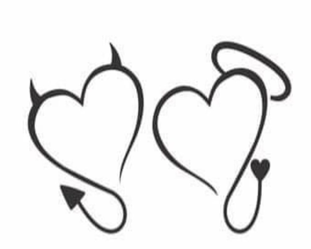 Devil and Angel Heart Decal | Vinyl Car Decal | Window Decal | Laptop ...