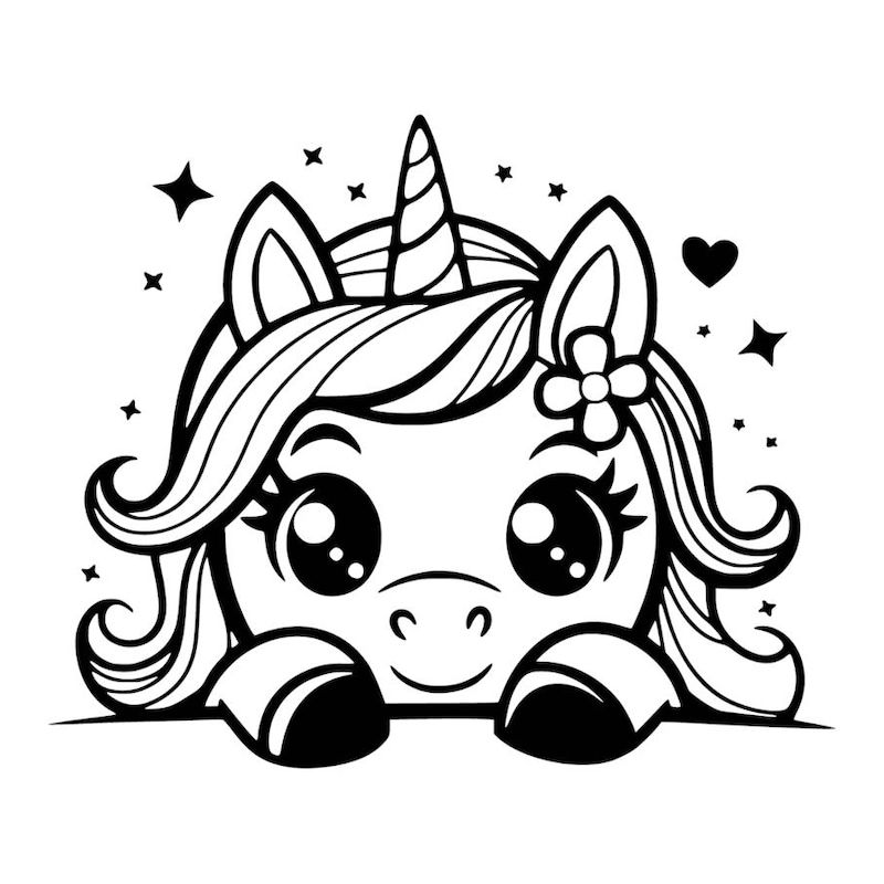 Unicorn Black and White Decal - Etsy