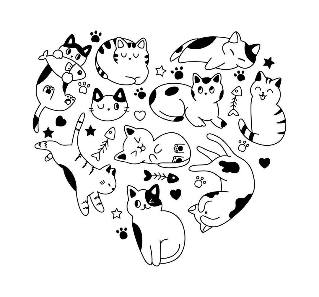 Cartoon Cat Heart Decal Vinyl Car Decal Window Decal Laptop Decal Vinyl ...