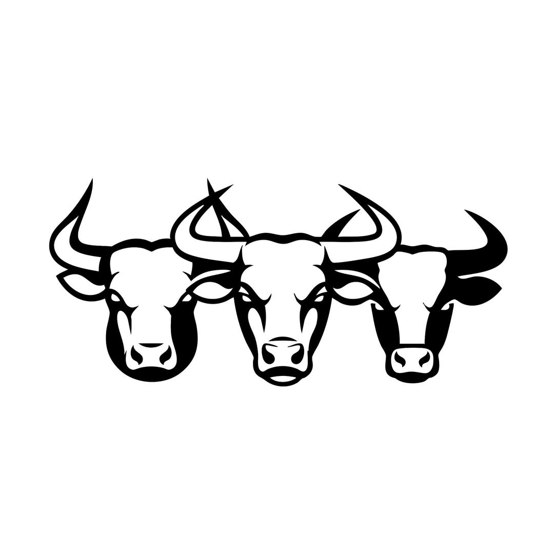 Three Bull Heads Decal | Vinyl Car Decal | Window Decal | Laptop Decal ...