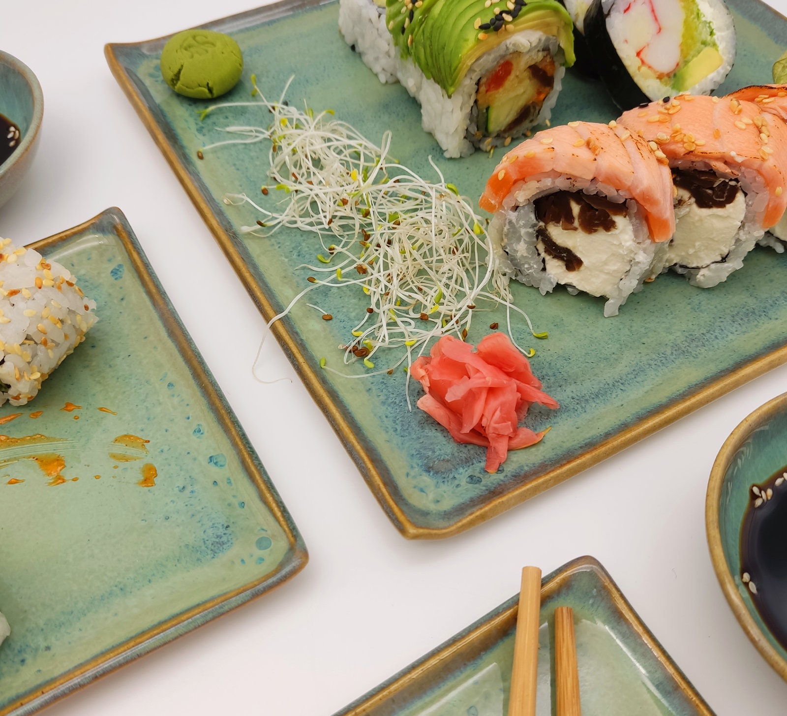 Ceramic Sushi Platter Set, Stoneware for Two, Sushi Plate, Dinner Set ...