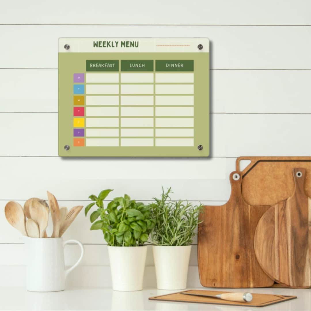 Dry Erase Menu Board Weekly Menu Planner Board Whiteboard Meal Planner ...