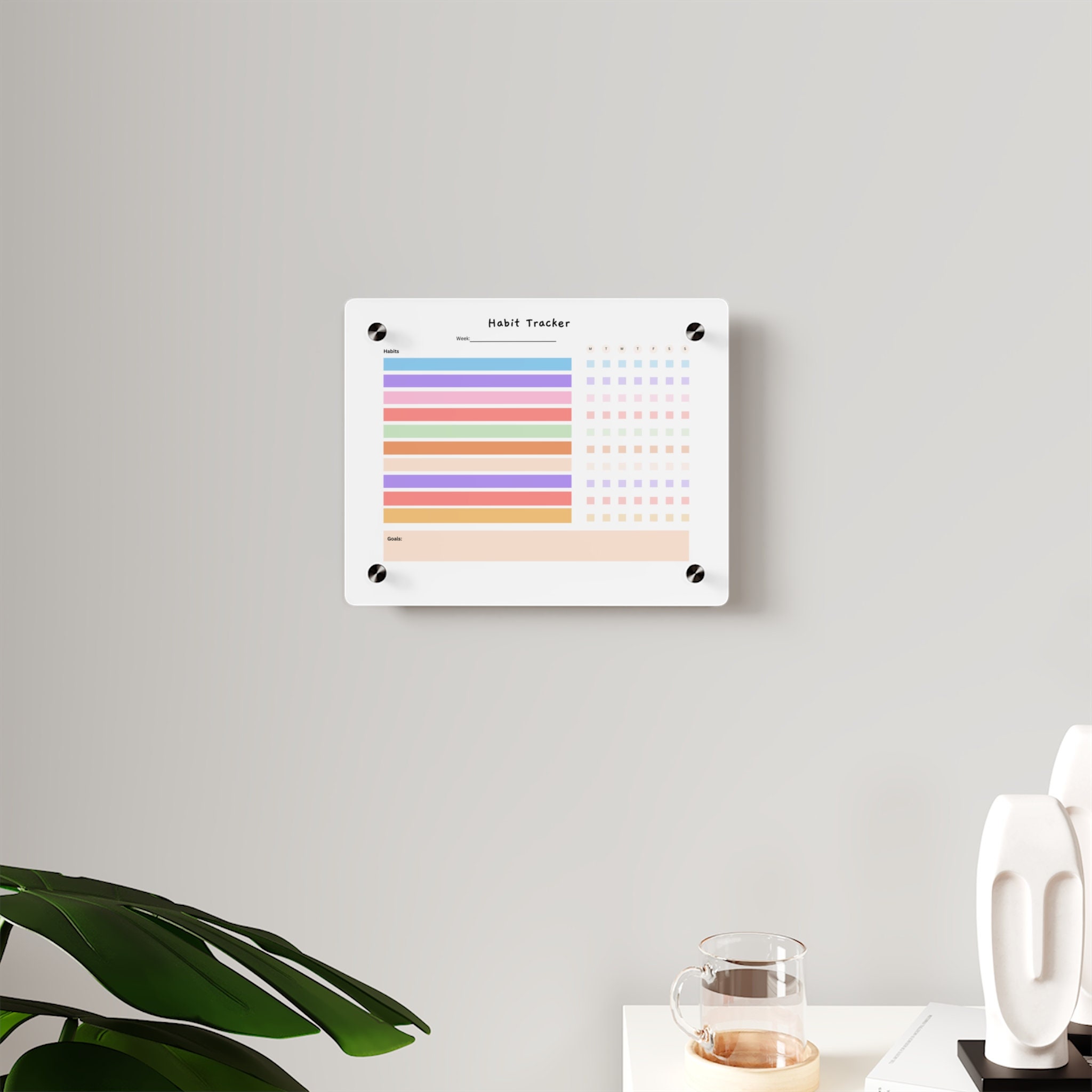 Habit Tracker for Wall Progress Monitoring Dry Erase Board for Office ...