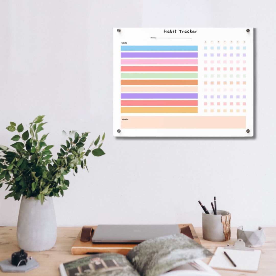 Habit Tracker for Wall Progress Monitoring Dry Erase Board for Office ...