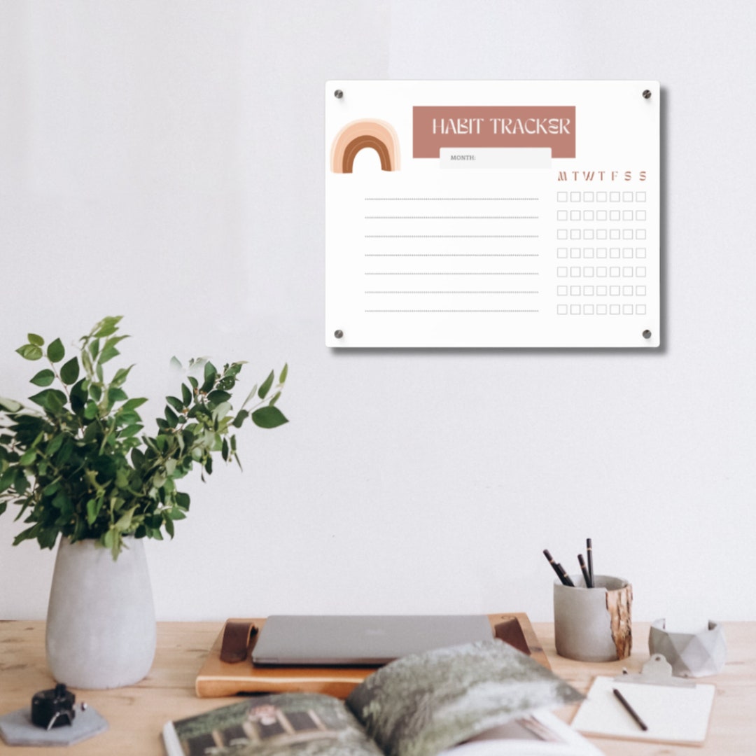 Habit Tracker for Wall Progress Monitoring Dry Erase Board for Office ...