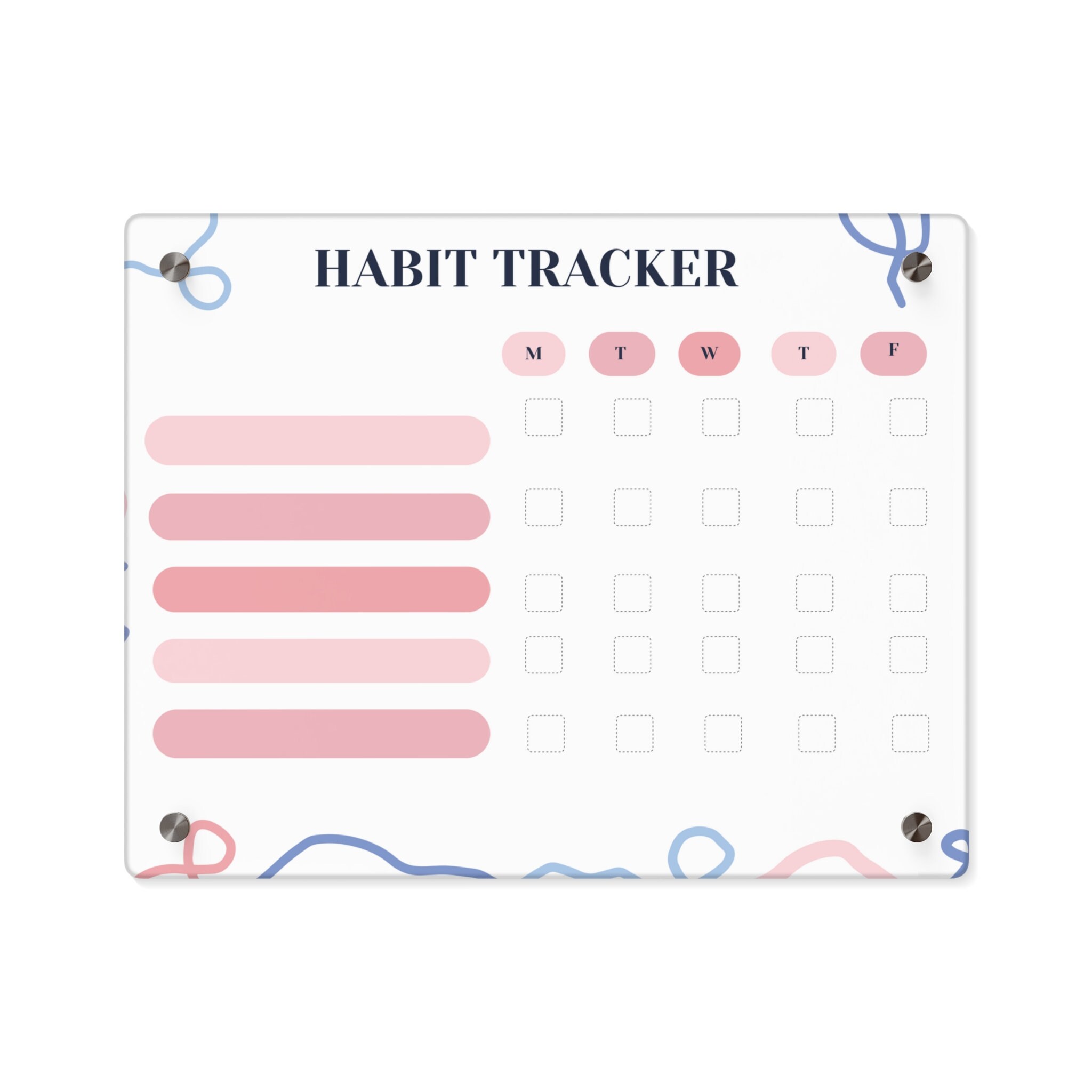 Habit Tracker for Wall Progress Monitoring Dry Erase Board for Office ...