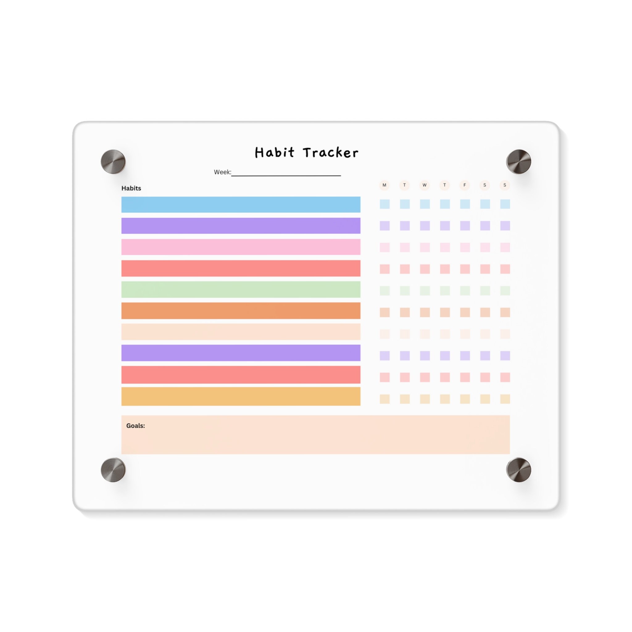Habit Tracker for Wall Progress Monitoring Dry Erase Board for Office ...