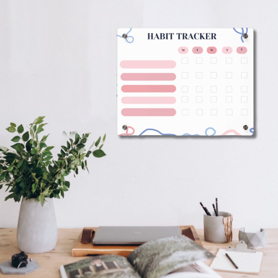 Habit Tracker for Wall Progress Monitoring Dry Erase Board for Office ...